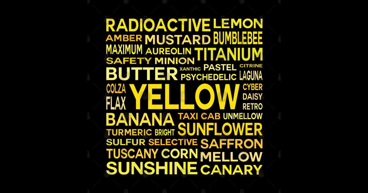 Word Cloud - Shades of Yellow (White Background) - Yellow - Posters and ...