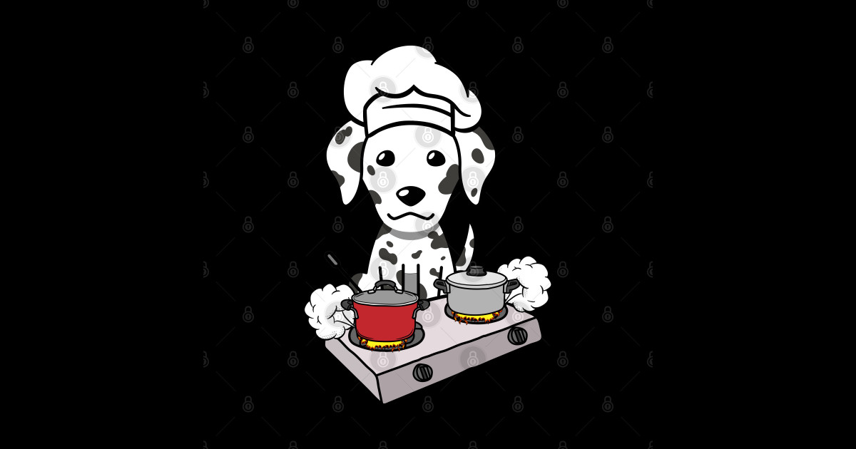 Funny dalmatian is cooking - Dog Cooking - Sticker | TeePublic