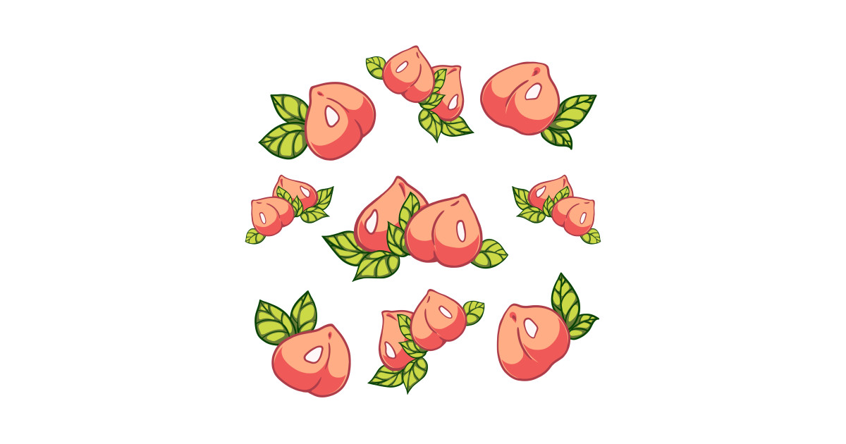 Cute peachy pattern with some peaches - Peach - T-Shirt | TeePublic