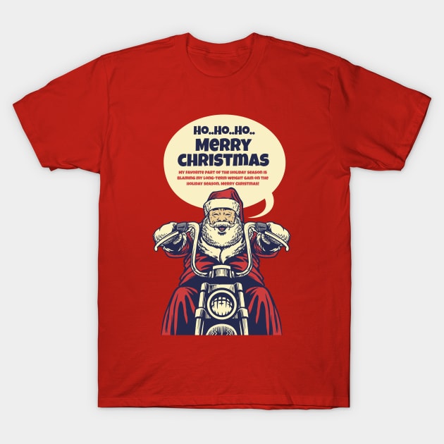 hand drawn santa claus riding motorcycle - Christmas Gifts - T-Shirt ...