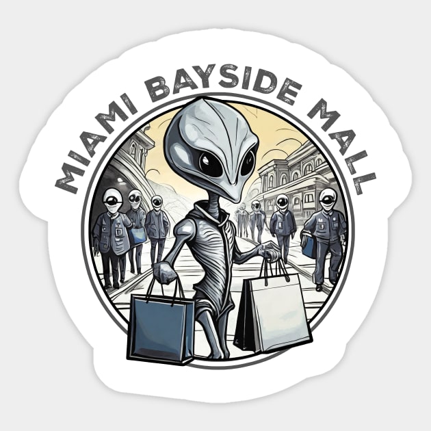 Miami aliens in mall - Miami Aliens - Sticker | TeePublic