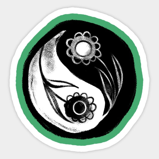 Yin Yang Flowers - Yin Yang - Sticker | TeePublic