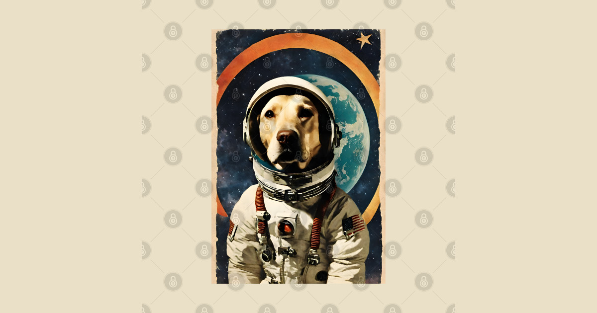 Astronaut Labrador Dog in Space Vintage Collage Surreal Art - Labrador ...