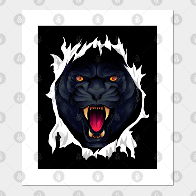 A Black Panther Ripping Through Fabric - Panther - Posters and Art ...