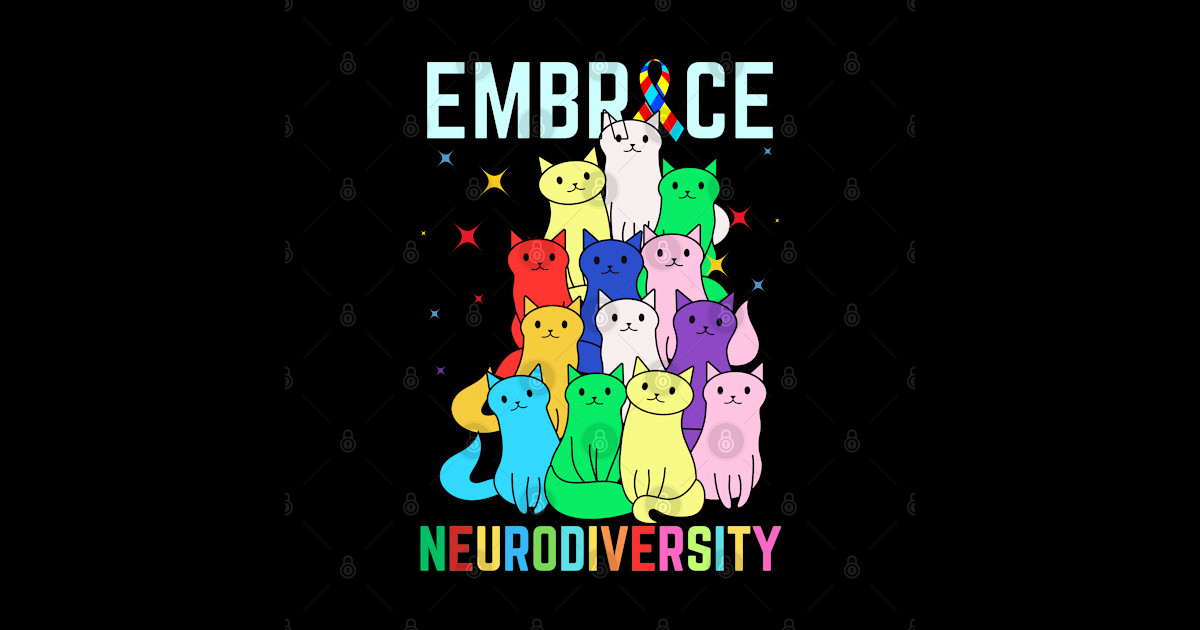 COLORED CATS NEURODIVERSITY - Autism Awareness - Sticker | TeePublic
