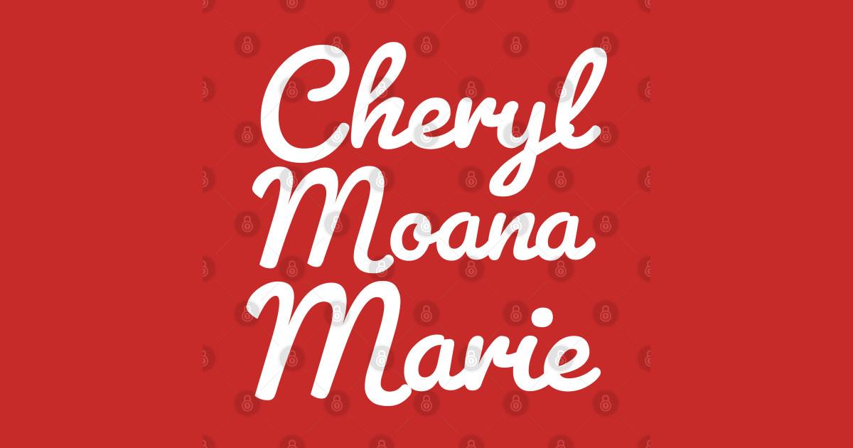 Cheryl Moana Marie Typography White Cursive Script - Typography - T ...