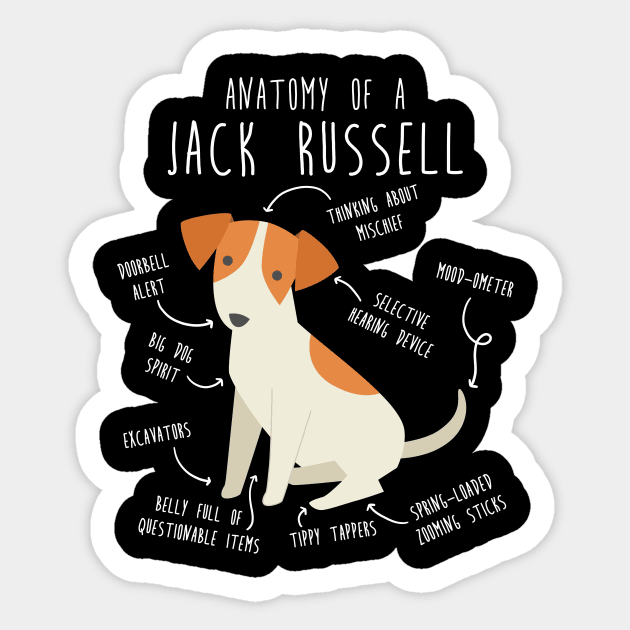 Jack Russell Terrier Dog Anatomy - Jack Russell Terrier - Sticker ...