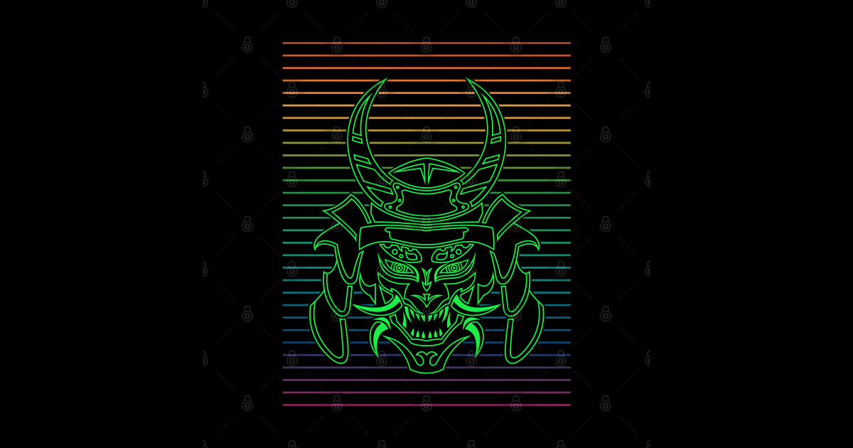 The Legend Of Green Samurai Mask Retro - Retro - Sticker | TeePublic