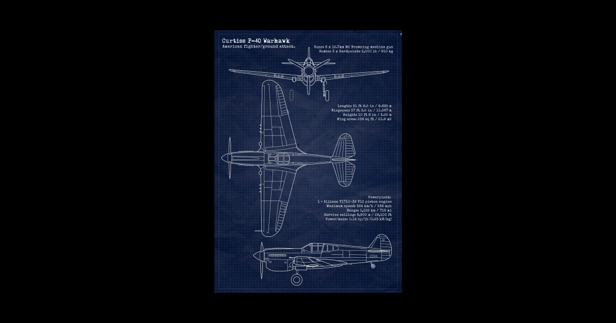 P40 WarHawk Blueprint - Warhawk - Sticker | TeePublic