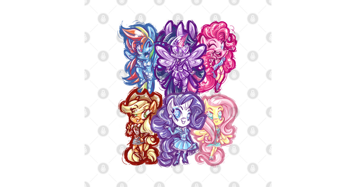 Mane Six Chibis - My Little Pony - T-Shirt | TeePublic Mane Six Chibis - My Little Pony - T-Shirt | TeePublic