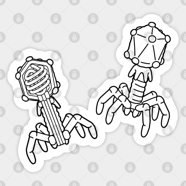 T4 Bacteriophage Line Drawing - Bacteriophage - Sticker | TeePublic
