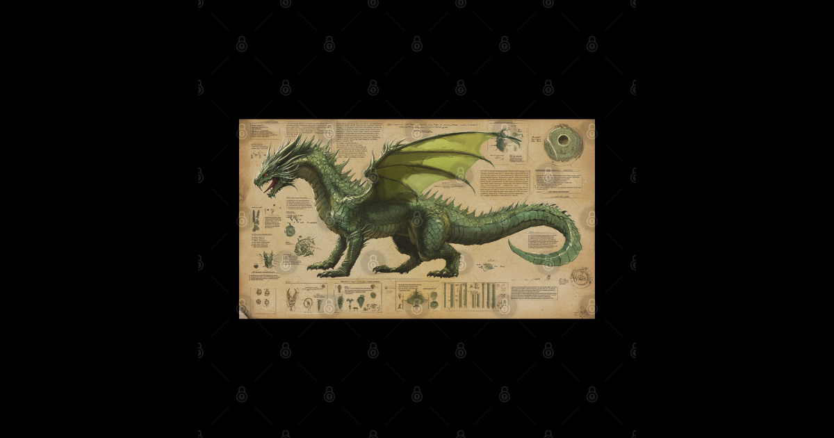 Green Dragon Creature SCP Infographic Notes Bestiary DnD - Dragons ...