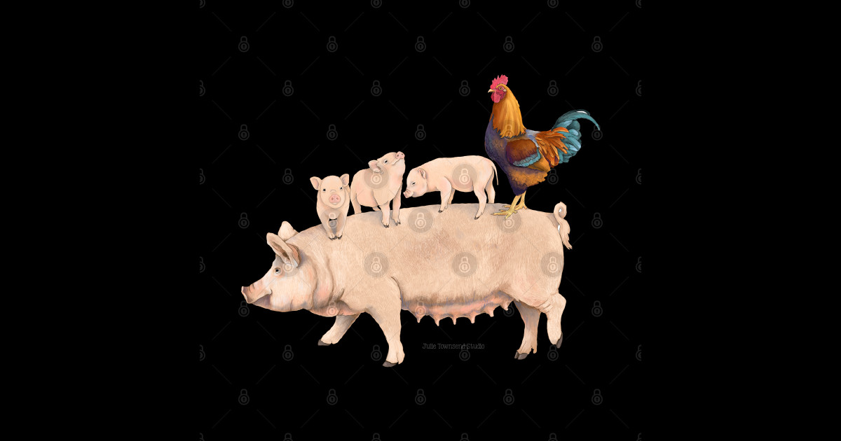 Piggy Back Ride - Pig - Sticker | TeePublic