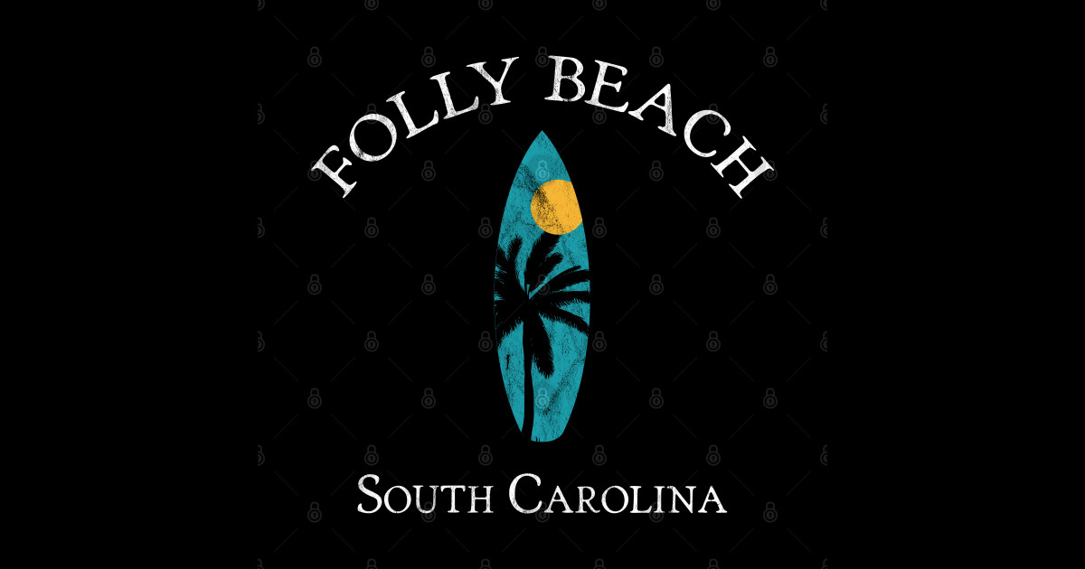 Folly Beach - Charleston South Carolina - Vintage Palm Surfboard ...