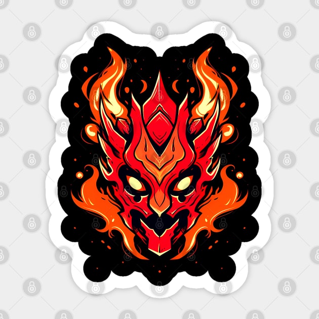 Summon the Demon: Flame Oni Design - Oni Mask - Sticker | TeePublic