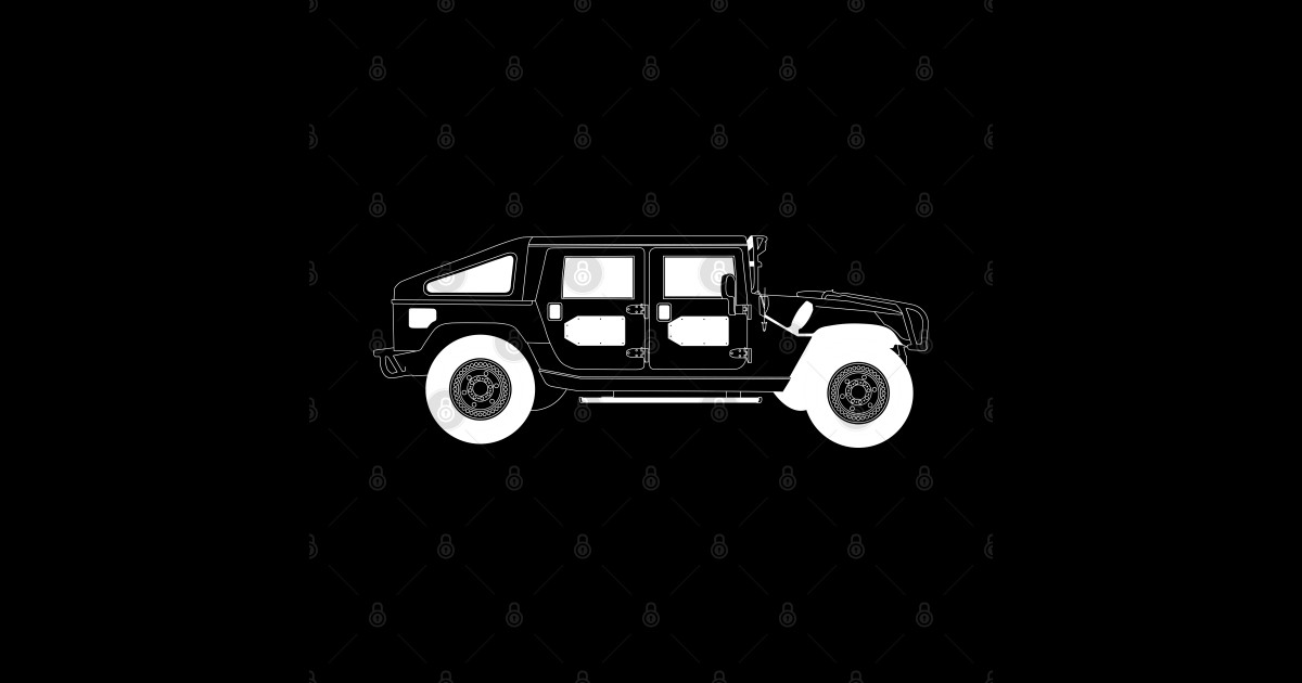 Humvee White Outline - Car - Sticker | TeePublic