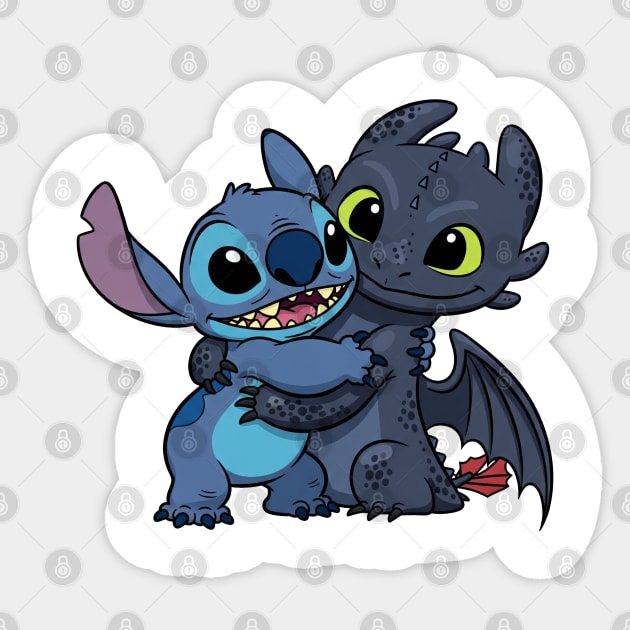 Toothless and Stitch - Stitch - Sticker | TeePublic