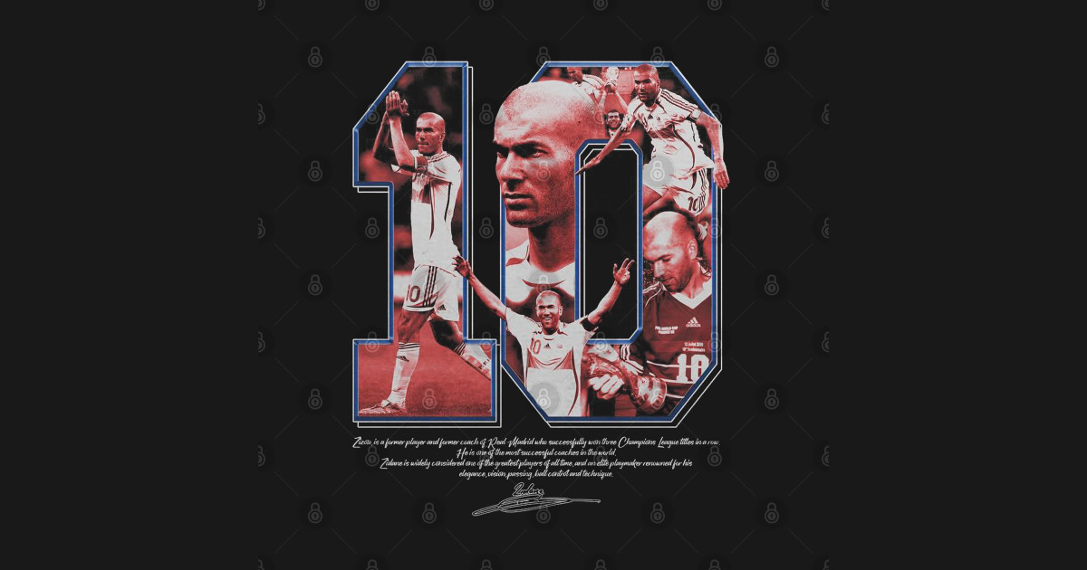 Zinedine Zidane Player Number - Zinedine Zidane - T-Shirt | TeePublic