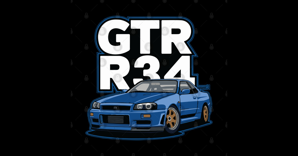 Nissan Skyline Gtr R34 Jdm Car Funny Gift - Nissan Gtr - Sticker ...