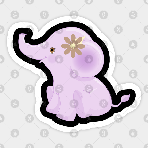 Cute Pink Baby Elephant - Elephant - Sticker | TeePublic