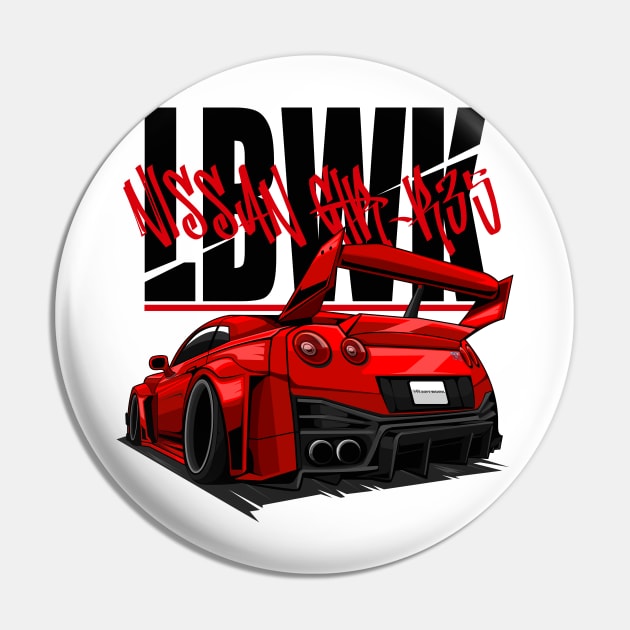 LIBERTY WALK NISSAN GTR-R35(RED) - Nissan Gtr R35 - Pin | TeePublic