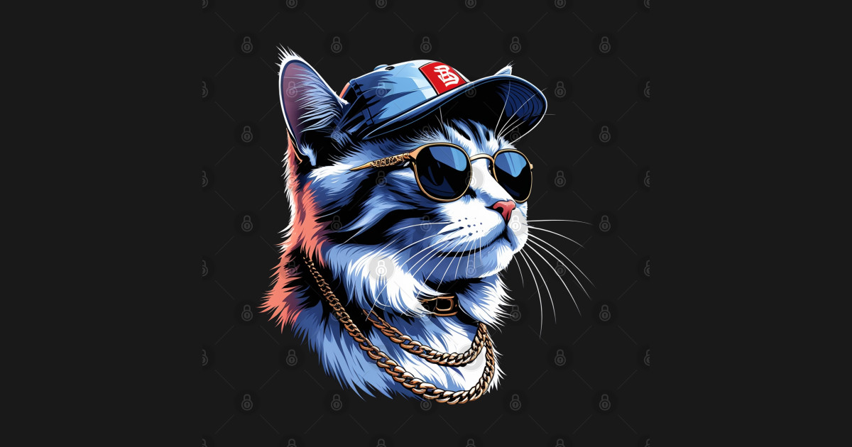 Street Cat Swag – Rapper Kitty with Chains and Shades - Rapper Cat - T ...