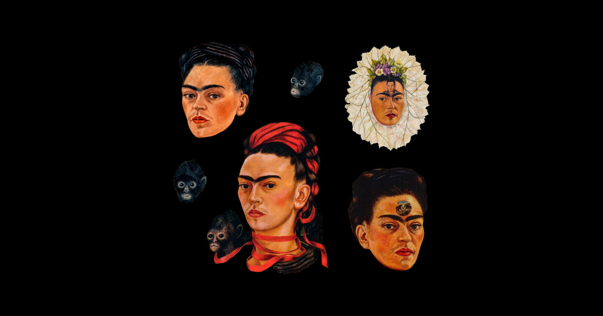 The Many Faces of Frida (with some monkeys) - Frida Kahlo - Tapestry ...