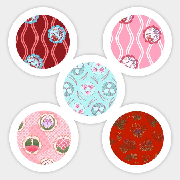Origami Paper Traditional Japanese Pattern Sticker Set - Candy Colored ...