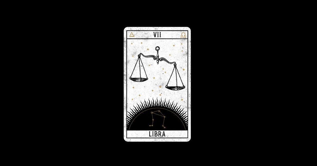 Libra Distressed Goth Tarot Zodiac Sign - Libra - Sticker | TeePublic