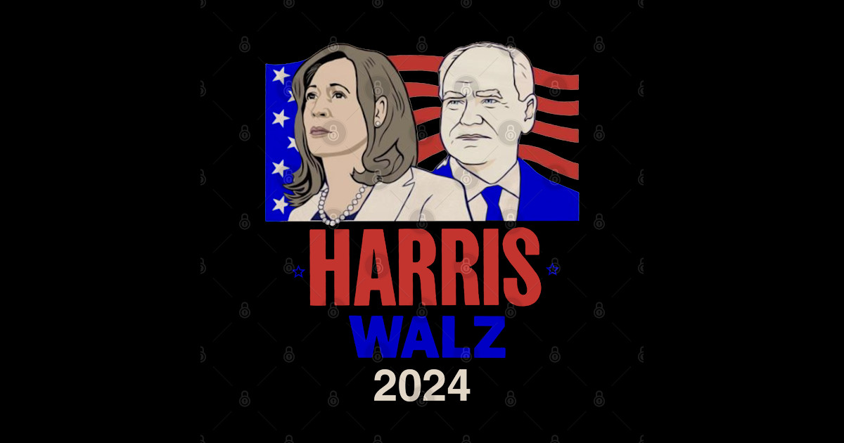 Harris Walz US flag Kamala Harris and Tim Walz - Harris Walz - Sticker ...