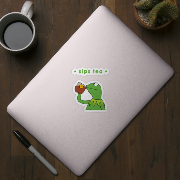 Sips tea- Kermit the frog meme - Kermit - Sticker | TeePublic
