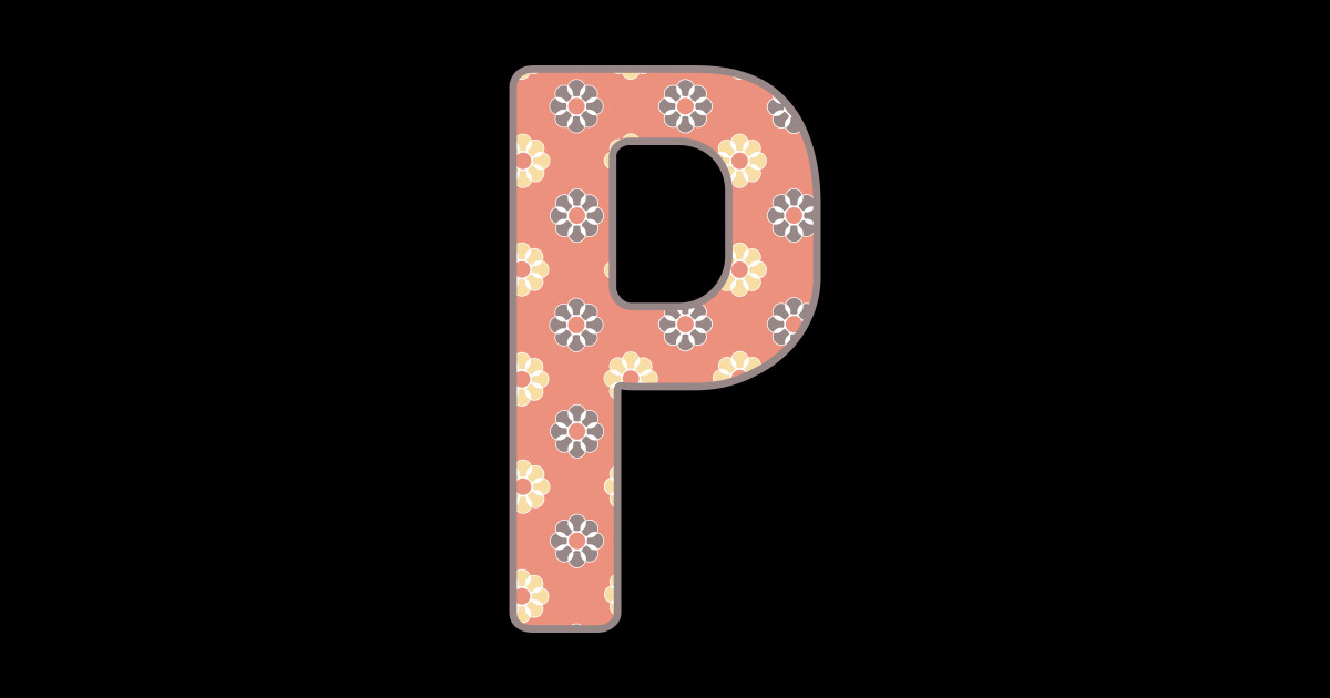 MONOGRAM LETTER P PINK FLORAL TYPOGRAPHY DESIGN - Letter P - Sticker ...