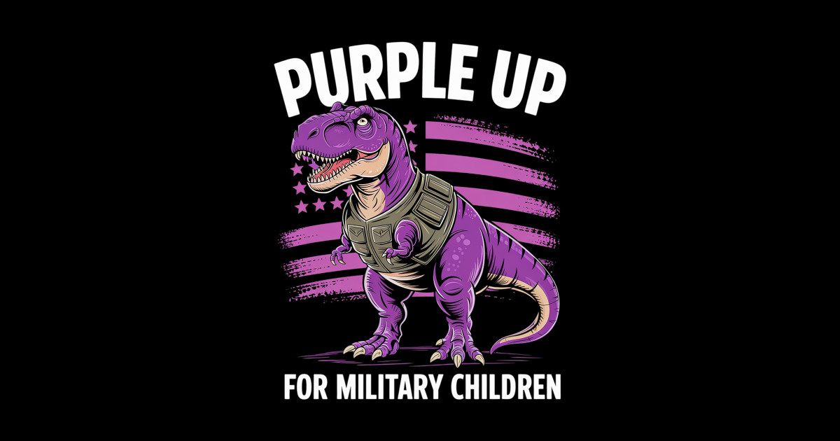 Purple Up For Military Kids Dinosaur T-Rex Army Vest Flag - Dinosaur ...
