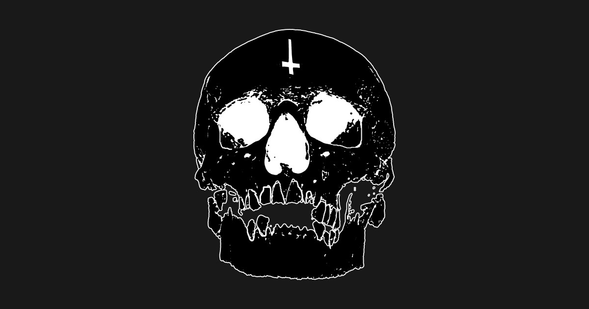Black skull inverted cross - Death - T-Shirt | TeePublic