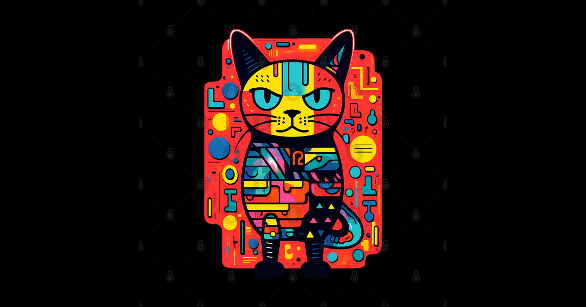 Colorful hi-tech robotic cat design - Hi Tech Cat - Posters and Art ...