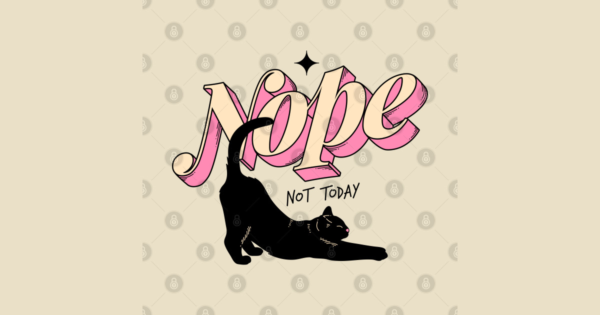 Monday Nope Black Cat in beige - Black Cat Lover - T-Shirt | TeePublic