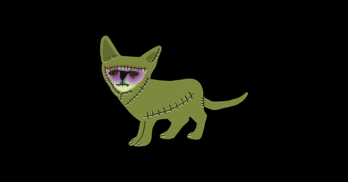 Frankenstein cat enjoy - Frankensteins Monster - Sticker | TeePublic