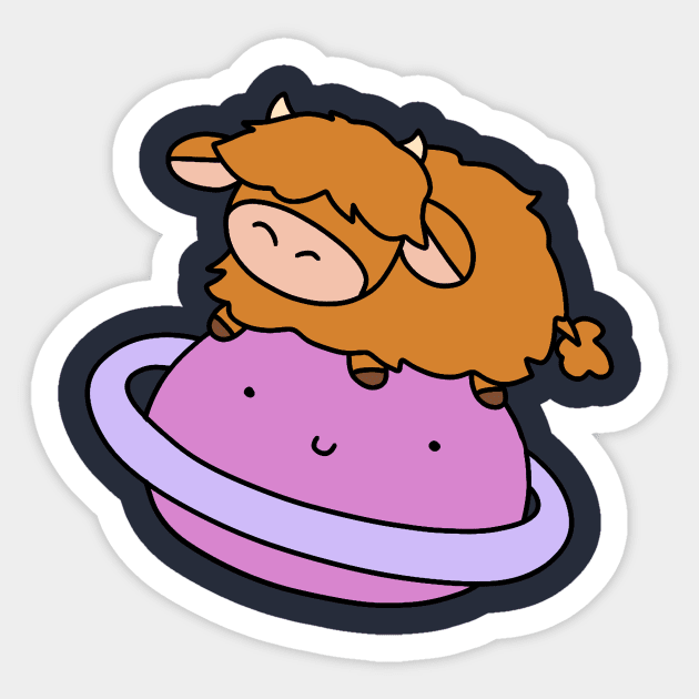 Saturn Highland Cow - Highland Cow - Sticker | TeePublic