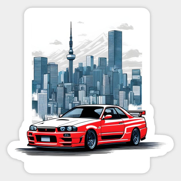 Nissan Skyline R34 GTR Gift Idea - Skyline R34 - Sticker | TeePublic