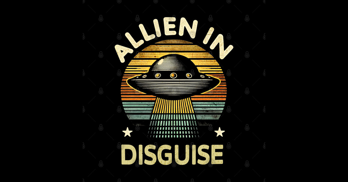 Retro Alien in Disguise Vintage UFO - Retro Alien - Sticker | TeePublic