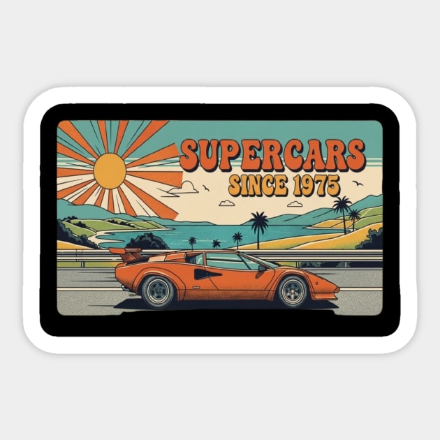 Retro Supercar Road Trip - Supercar - Sticker | TeePublic