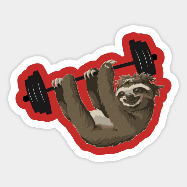 Weightlifting Sloth - Funny Workout Cartoon - Sticker | TeePublic