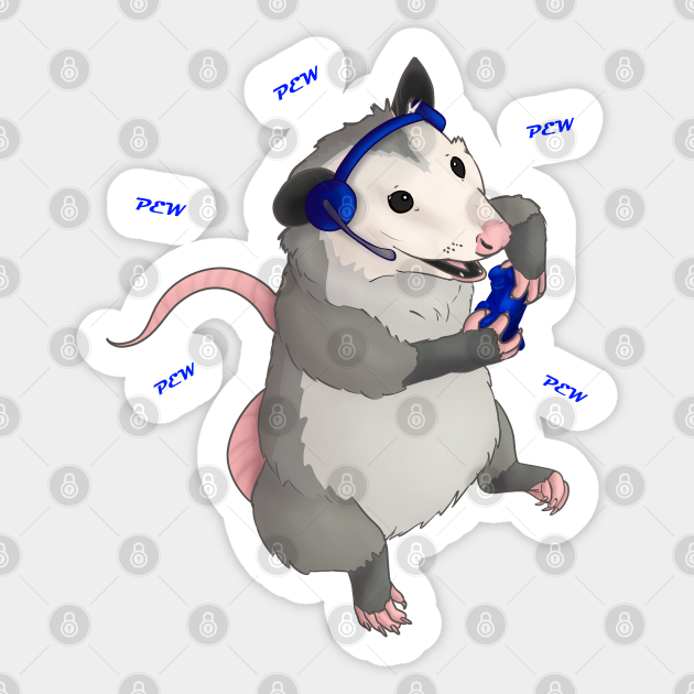 Possum playing video games - Gamer Possum - Sticker | TeePublic