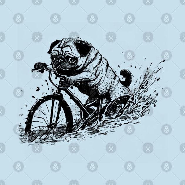Pug in Mud Bike Ride - Pug In Mud Bike Ride - T-Shirt | TeePublic