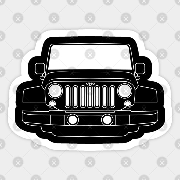 Jeep Wrangler White Outline - Car - Sticker | TeePublic