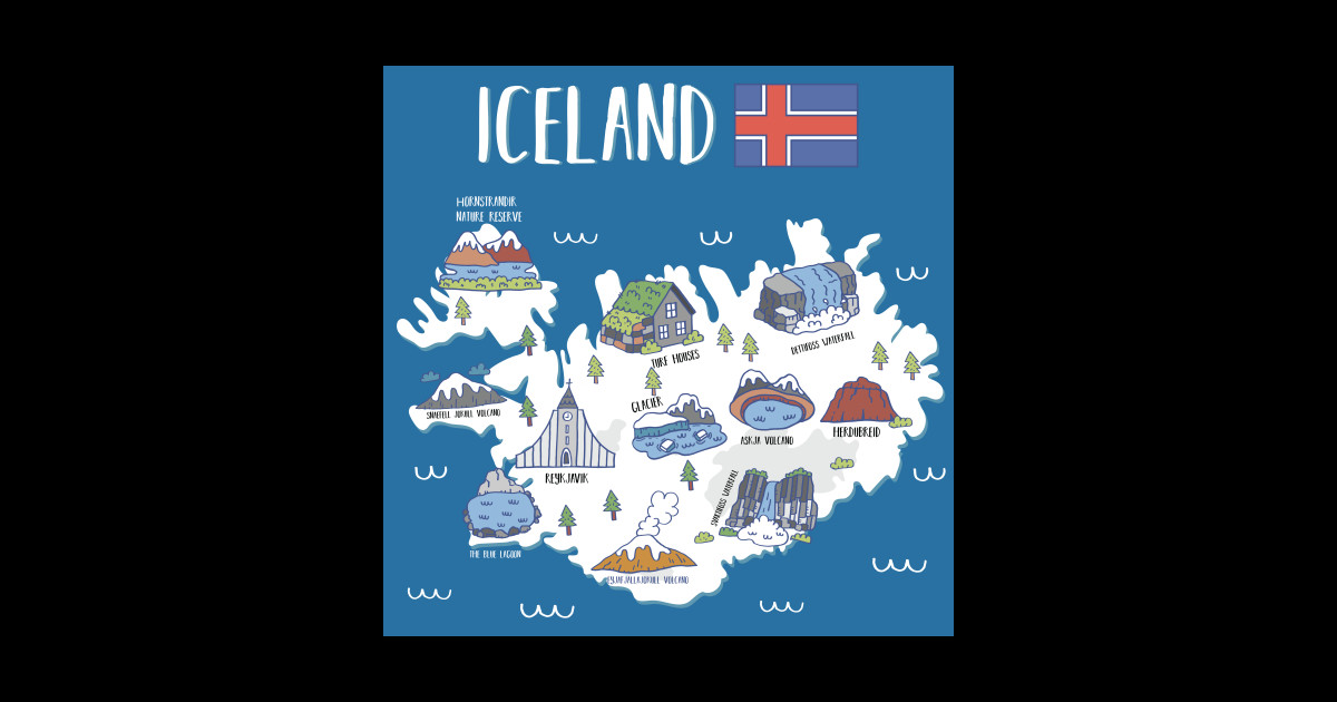 map of iceland - Iceland - Sticker | TeePublic