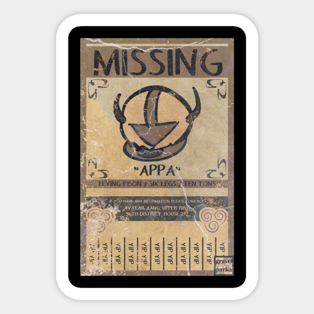 Appa is missing - Avatar The Last Airbender - Sticker | TeePublic
