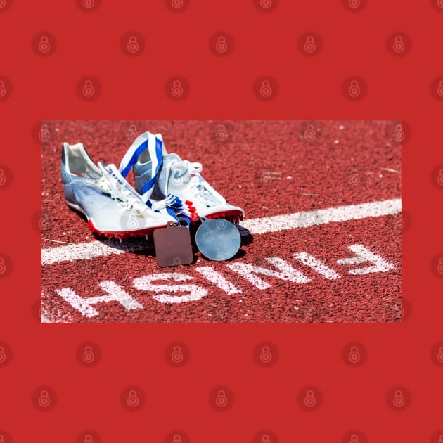 Racing spikes with medals at the finish line - Track And Field - Pin ...
