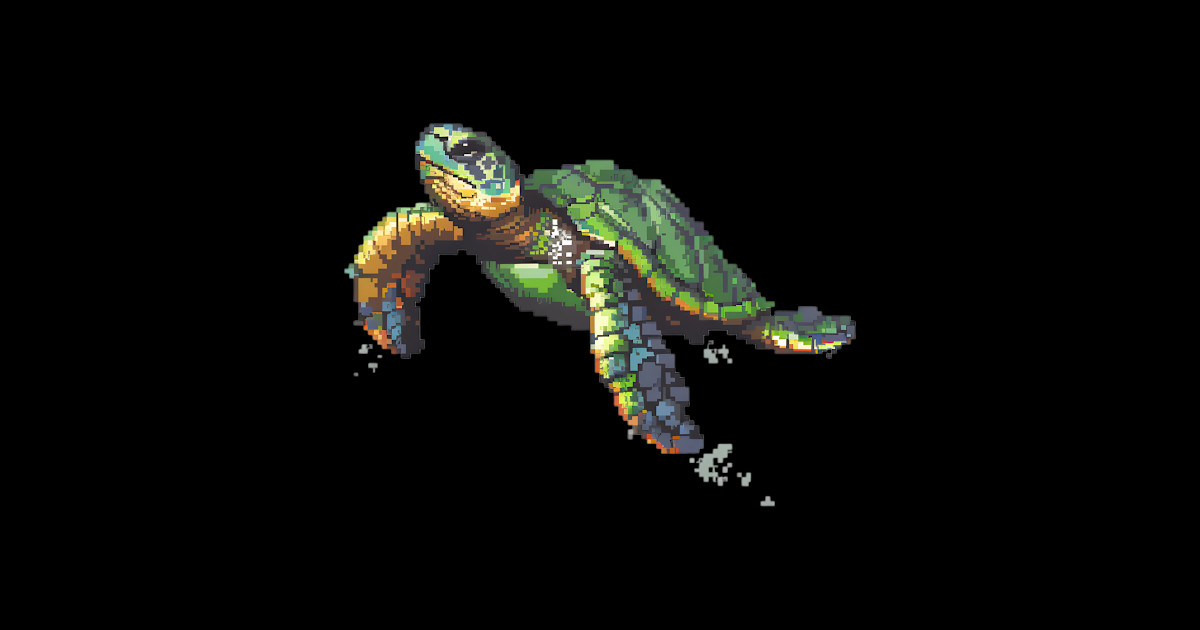 Pixelated Sea Turtle Artistry - Sea Turtle - Sticker | TeePublic
