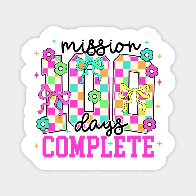 Mission 100 Days Complete, 100 Days of School, Colorful Checkered ...